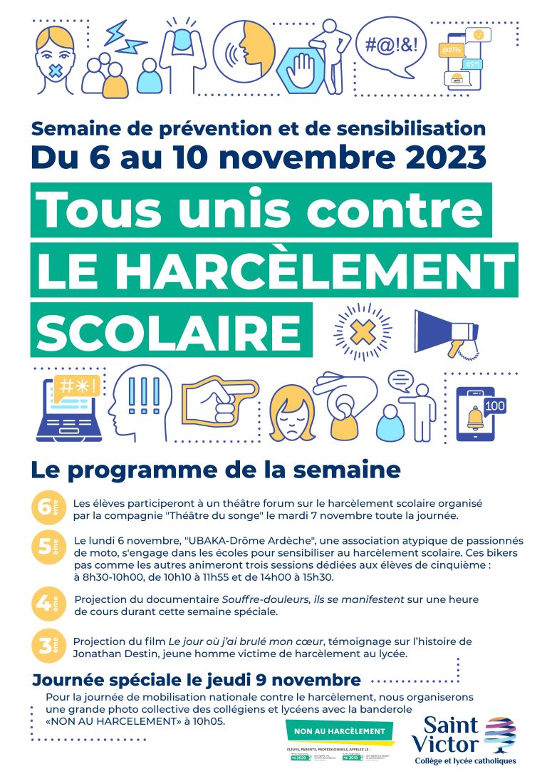 🛑 Semaine de sensibilisation et de prévention "Tous unis contre le harcèlement scolaire ...